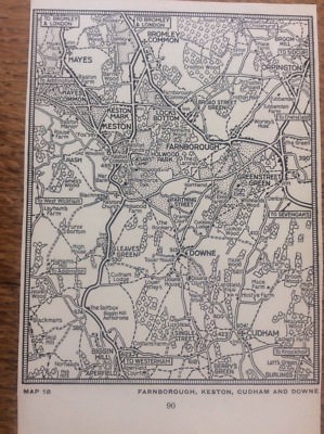 Farnborough Keaton Cudham Downe c1920 Map London South of the Thames ...