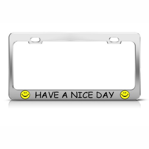 Metal License Plate Frame Smiley Face Smile Car Accessories Chrome | eBay