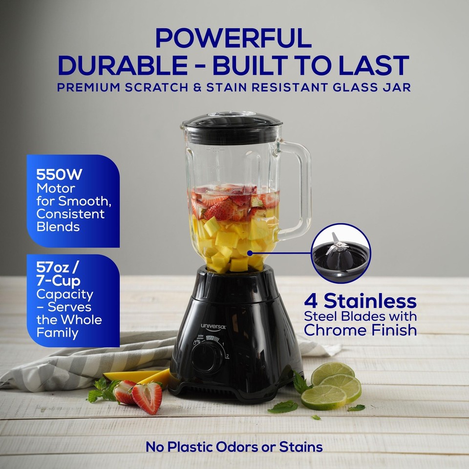 Universal 550W Mass Vital Blender - Glass Jar 57 Oz/1.8 Quart/1.7 Liter ...
