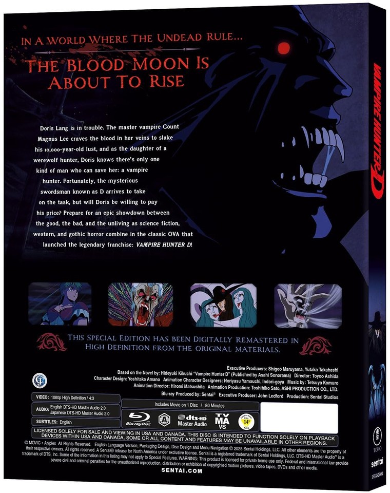 Vampire Hunter D (Blu-ray) Keneto Shiozawa Michie Tomizawa Toyoo Ashida ...
