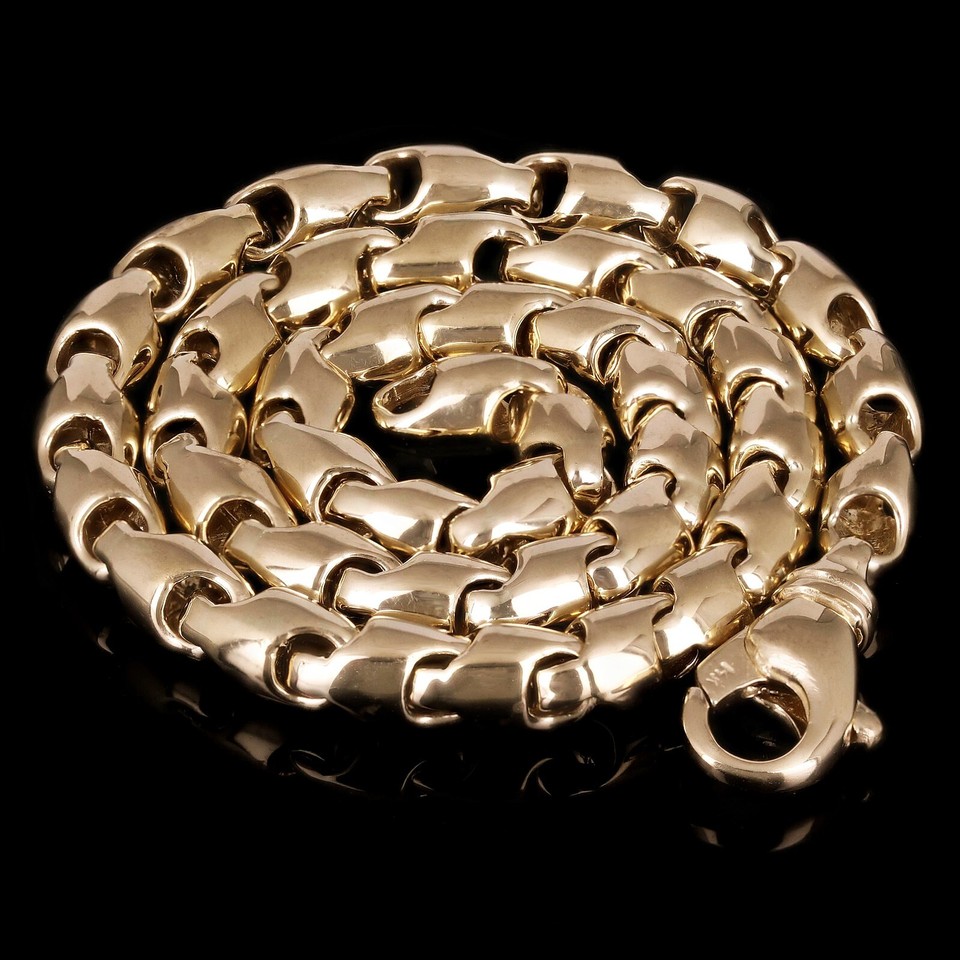 10k Yellow Gold Solid Handmade Bullet Link Necklace 28" 5.5mm 73.5 ...