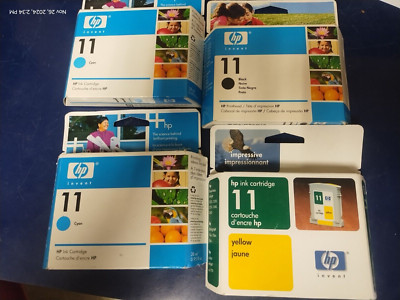 set of 4 HP ink # 11 ink cartridges HP printheads | eBay