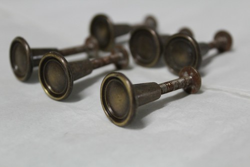 6 Old Brass Stacking Barrister Bookcase Knobs drawer Pulls Hardware ...