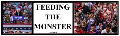 anti Trump: MAGA crowds- FEEDING THE MONSTER humorous political sticker ...