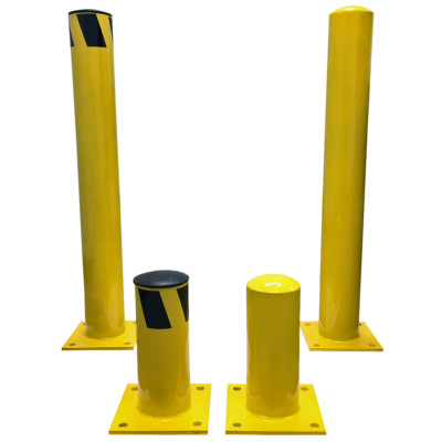 Electriduct Steel Pipe Safety Round Bollard Posts - Bolt Down - Yellow ...