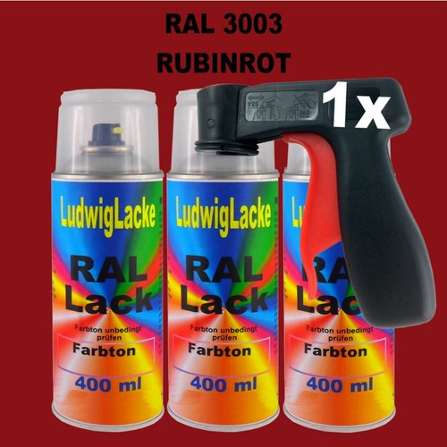 Rubinrot RAL 3003 glänzend 400ml 3 Spray Lackspray Autolack &Haltegriff | eBay
