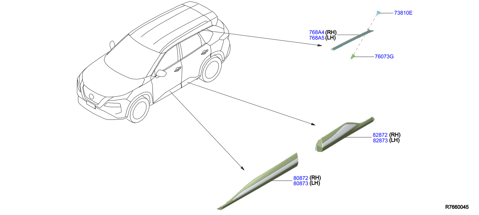 Genuine Nissan OE Moulding - Front Door Rh 80870-6RR0A for sale online ...
