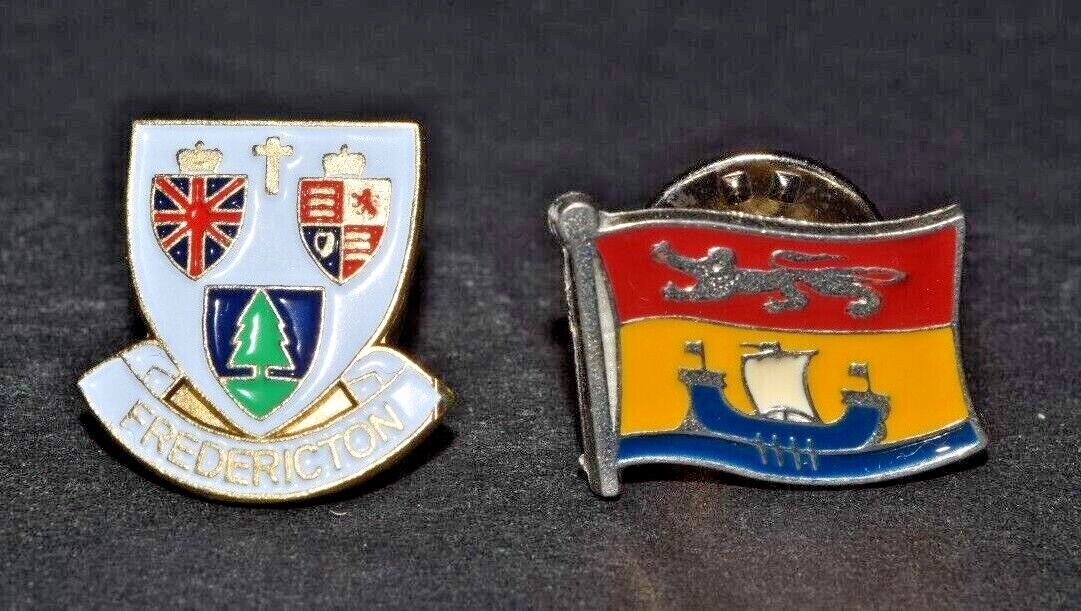 Lot of 2 Canadian New Brunswick Canada Lapel Pins Fredericton and Flag ...