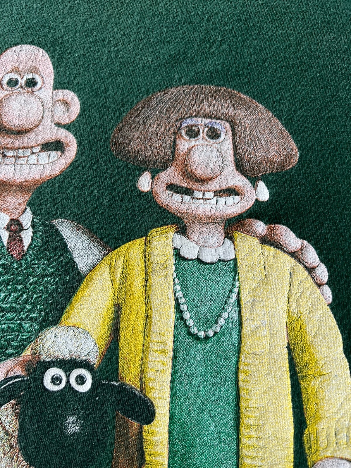 Vintage 1989 Wallace and Gromit Cartoon Movie Green T… - Gem