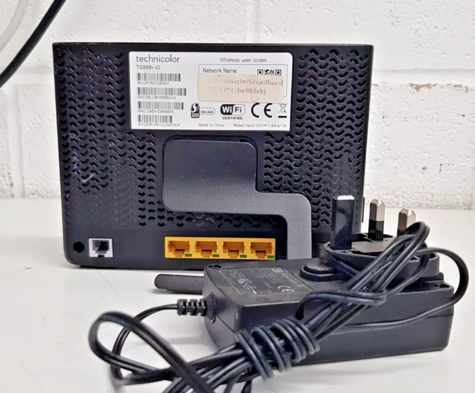 Technicolor TG588v v2 Wireless Router With PSU Broadband WiFi Network ...
