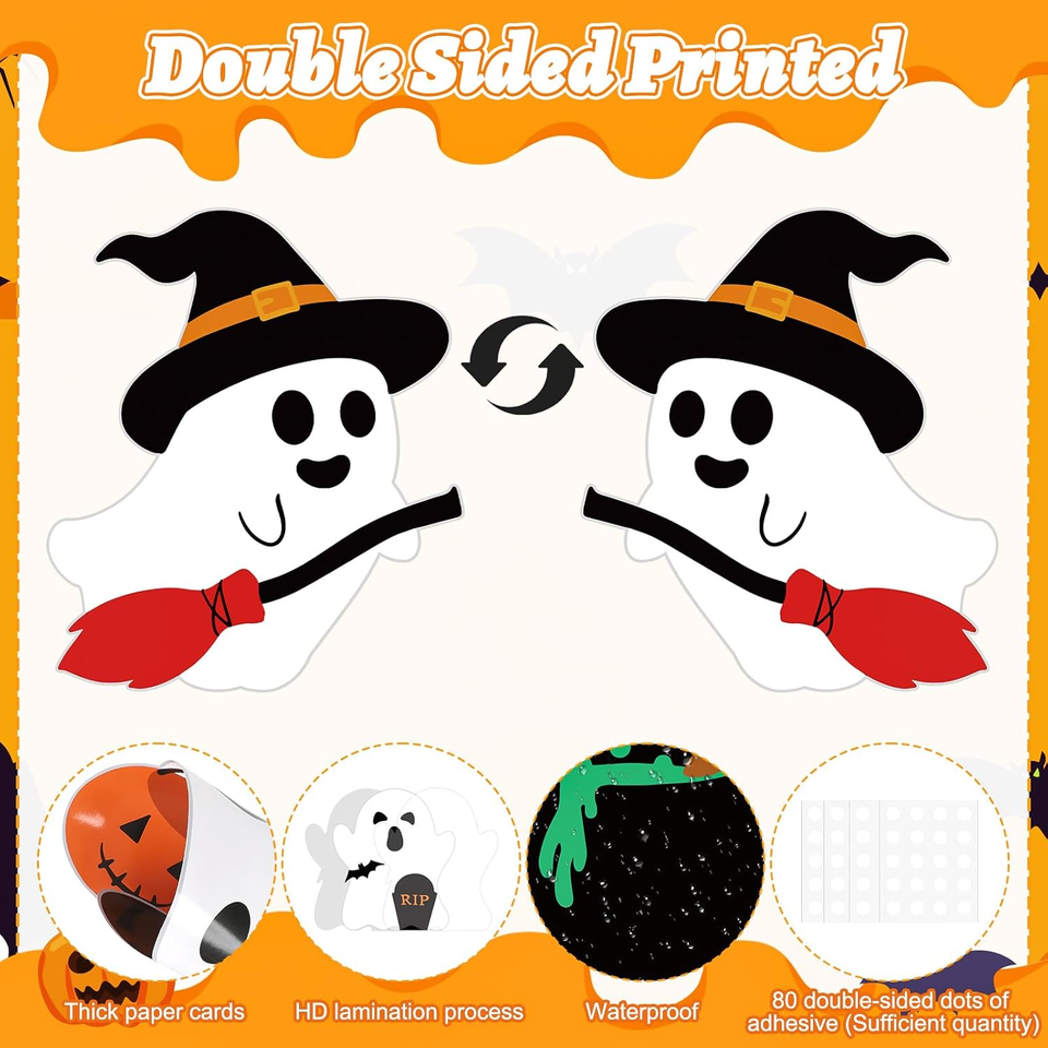 Large Ghost Cutouts Halloween Decorations Cardboard Cutout Set of 9, Spooky Hall | eBay