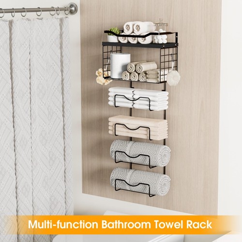 Towel Racks for Bathroom,Towel Rack Wall Mounted, 6 Tier Rolled Or ...