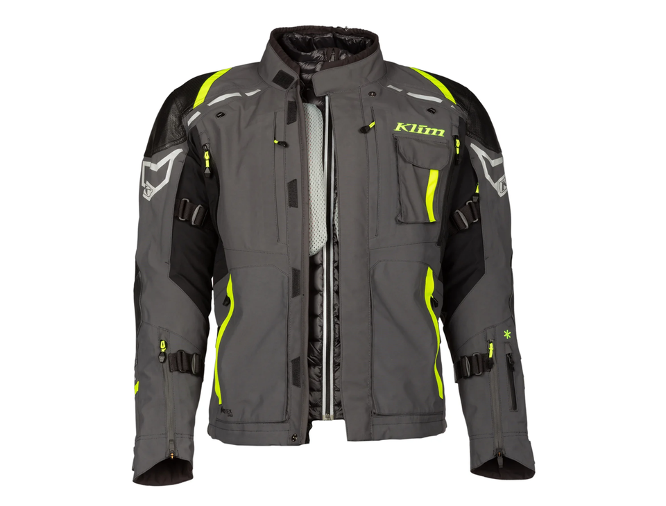 Men’s Motorcycle Adventure Jacket Grey Yellow Touring Biker Waterproof ...