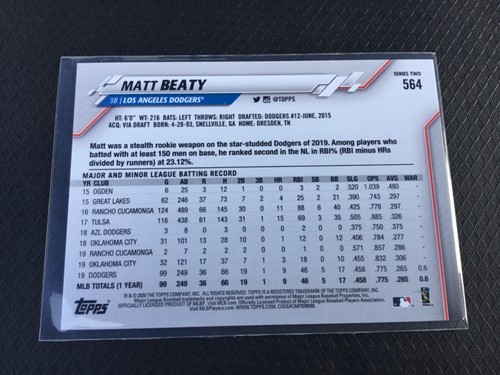 2020 Topps - Rainbow Foil #564 Matt Beaty for sale online | eBay