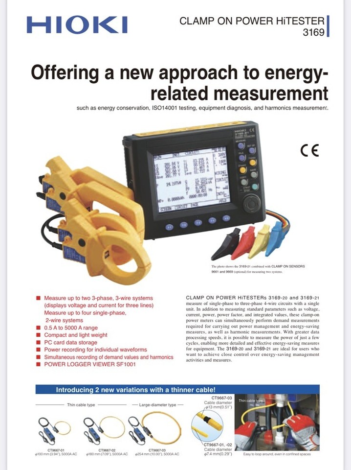 Hioki 3169-20 Clamp On Power HiTester Power Quality Analyzer Excellent ...