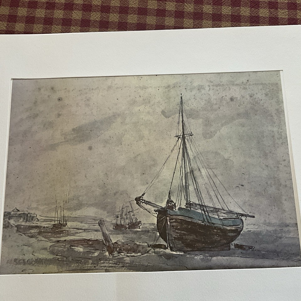 John Constable Vintage Print "Coast Scene with Ships" 14"x18" 1960's ...