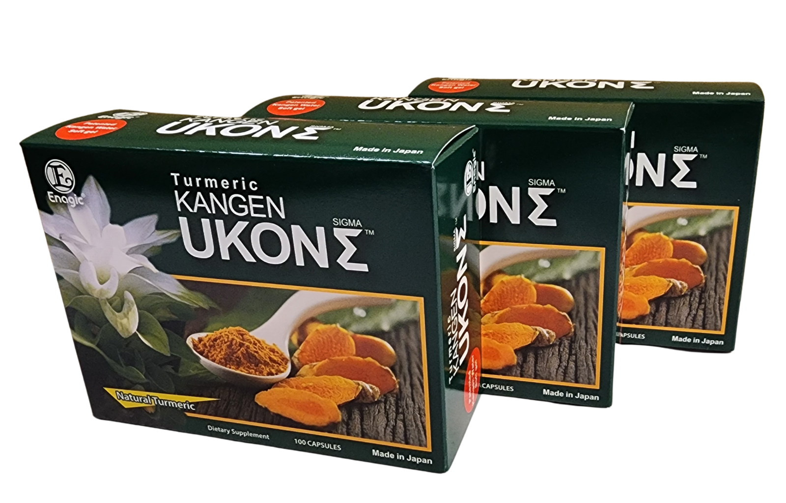 3-Pack Ukon Organic Turmeric by ENAGIC Vegeterian 300 Capsules by ...
