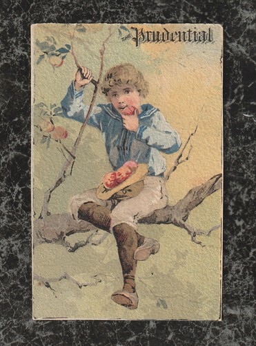 Victorian Trade Card Prudential Insurance Newark NJ Boy Eats Apple in ...
