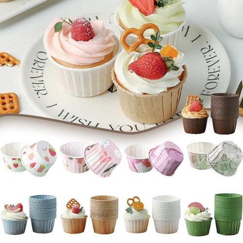 50Pcs Muffins Paper Wrappers Baking Cups Cases Muffin Boxes Cake Cup ...