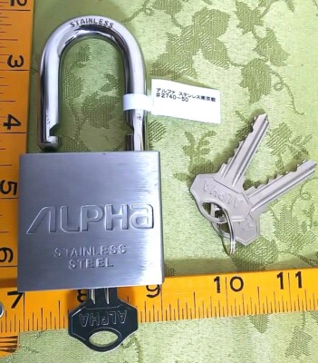 ALPHA All stainless steel simple padlock Made In Japan 13.6 oz Very ...