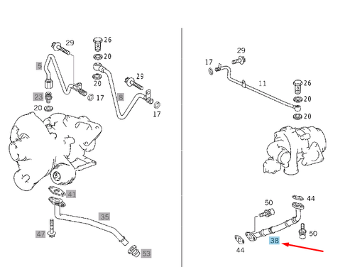 NEW MERCEDES-BENZ VITO W638 TURBO OIL LINE A6111800320 ORIGINAL 611-180 ...
