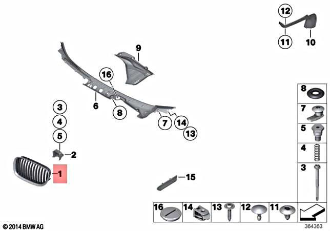 Genuine BMW F01 F02 F03 LCI Front Radiator Kidney Grille Left OEM ...