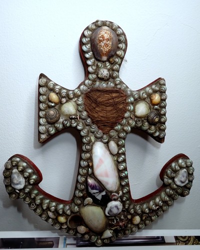 Antique Shell work Sailors Valentine Victorian Sea Shells Anchor Folk ...