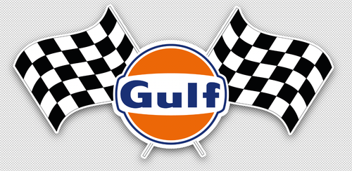 Gulf "rund-oval" Racing Flags Aufkleber ca 20cm breit konturgeschnitten ...