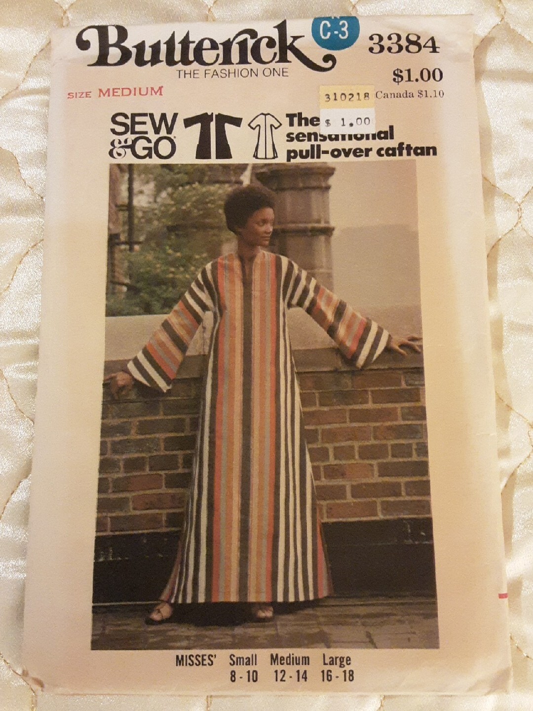VTG Butterick Pattern 3384 Pull-over Caftan 1970s Ankle Length Sz 12-14 ...