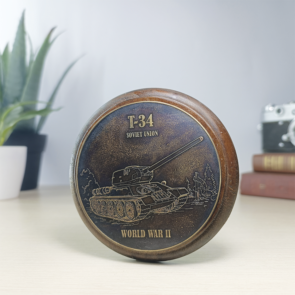WW2 Brass Soviet Union T-34 Tank Emblem Coaster Original Casing Art | eBay