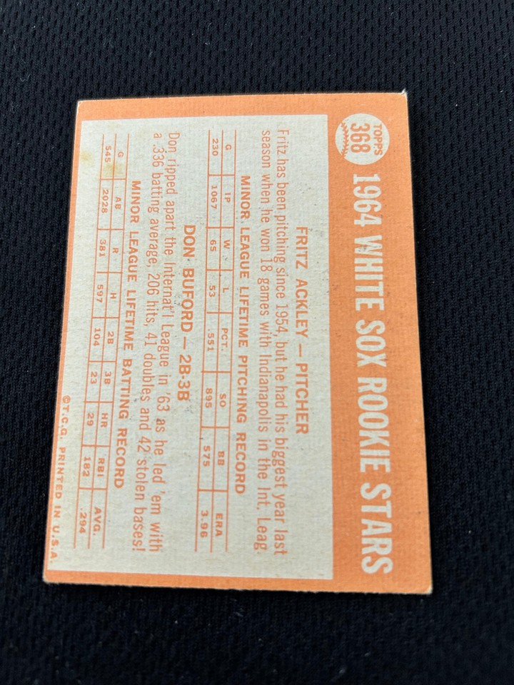 1964 CHICAGO WHITE SOX TOPPS #368 ROOKIE STARS DON BUFORD BASEBALL CARD ...