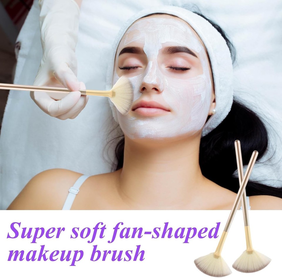 MSMXCS 10 Pcs Fan Brushes, Soft Makeup Brush Facial Fan Applicator ...