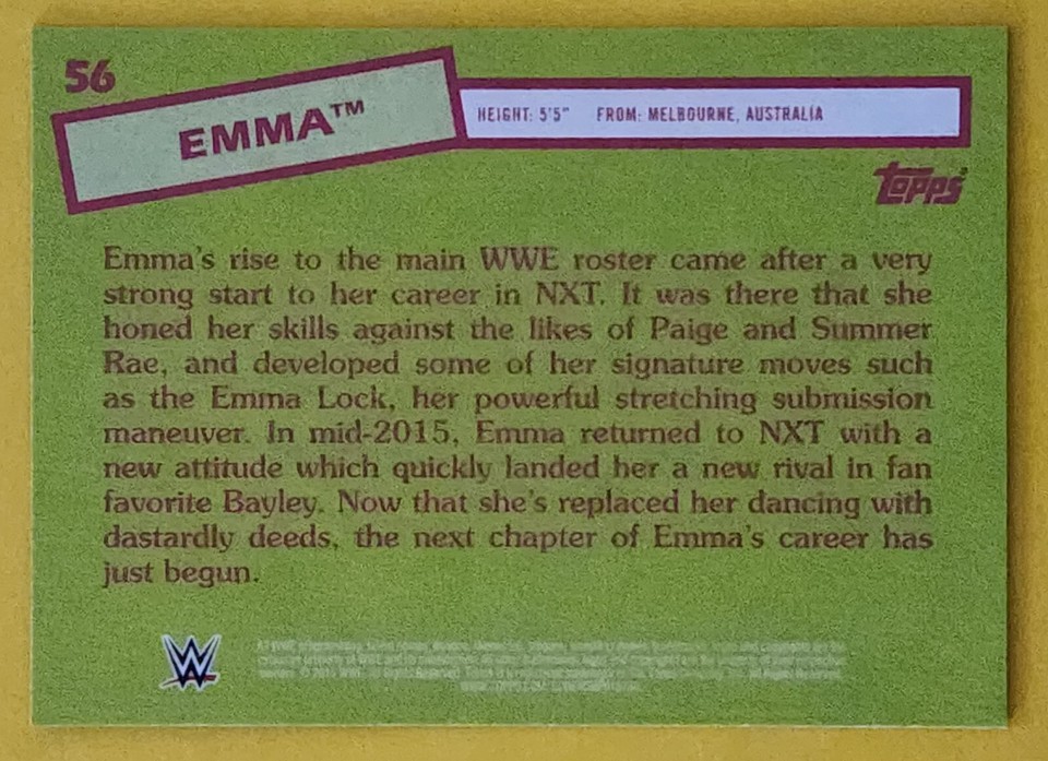 EMMA 2015 Topps Heritage WWE Black #56 Diva | eBay