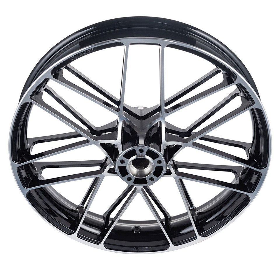Sleek Double-Spoke Wheel 21 inch Black CNC Contrast Front Wheels Fits ...