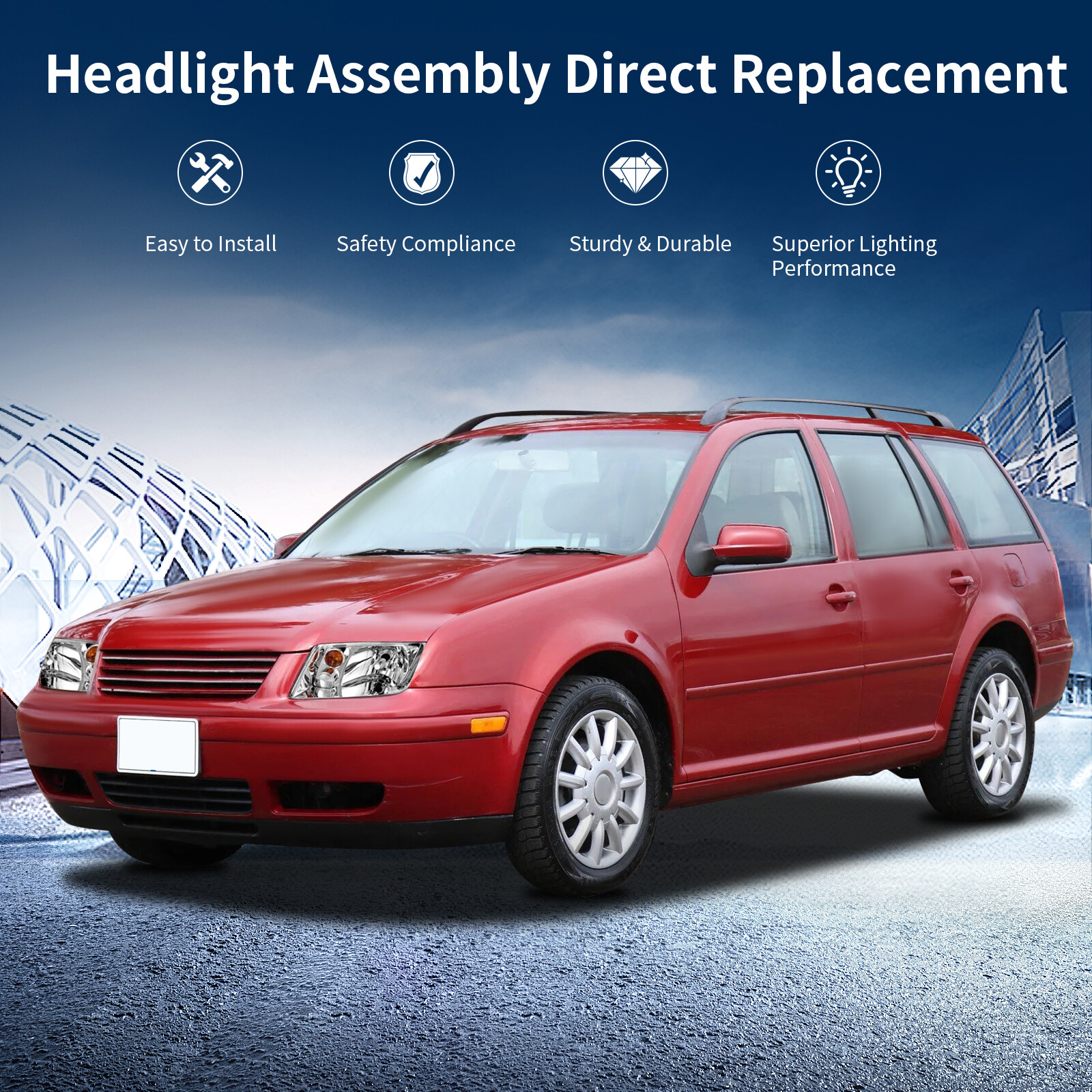 Headlights Set For 2002 2003 2004 Volkswagen Jetta Left and Right ...