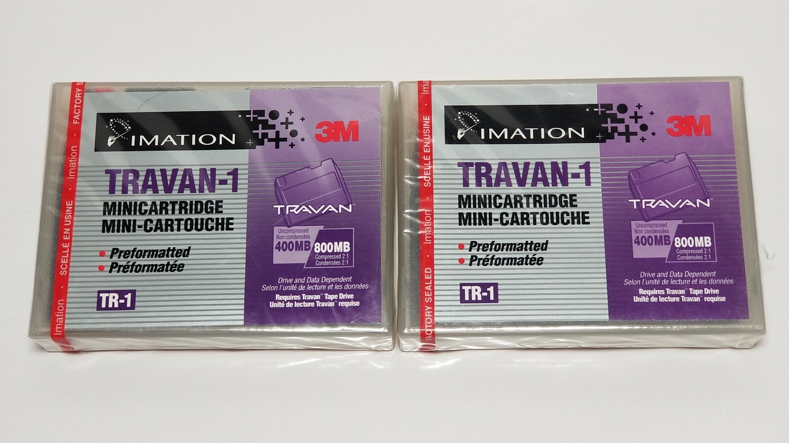 LOT OF 2-3M Imation TRAVAN-1 800MB/400 MB Data Cartridge Tape (Factory ...