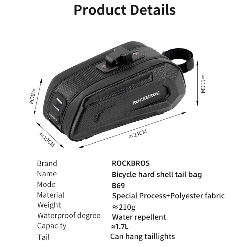 ROCKBROS Cycling Rear Bag Waterproof Bike Bag Bicycle Hard Shell Saddle ...