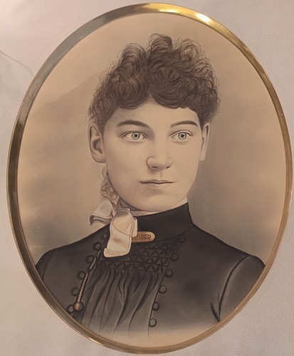 Antique Victorian Pastel Chalk Drawing Portrait of Lady In Walnut Frame ...