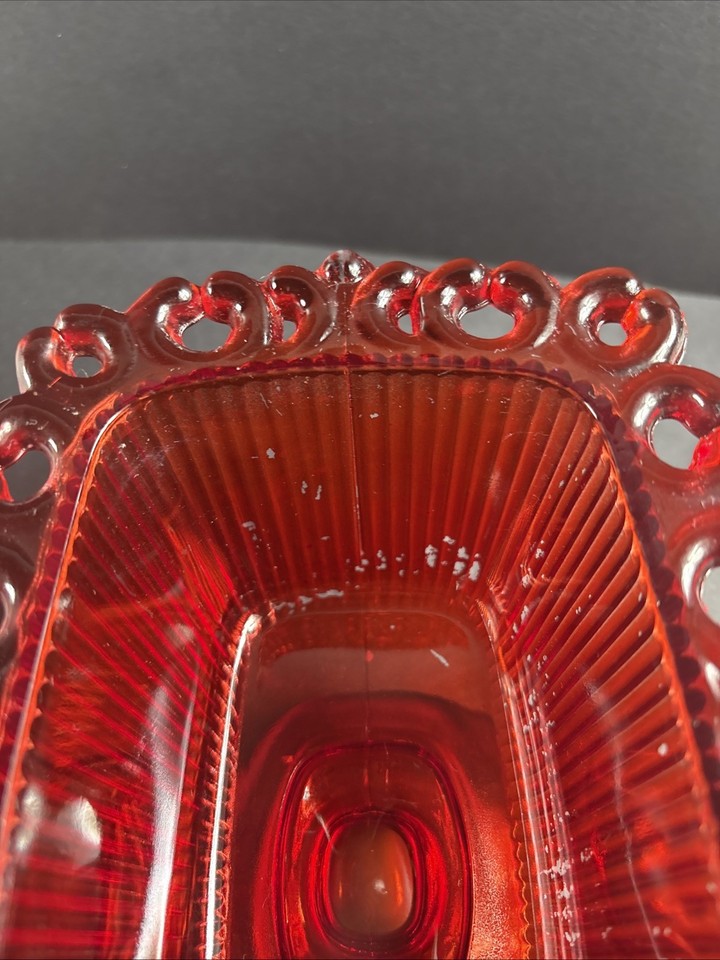 FTDA 1981 Rectangular Indiana Lace Pressed Red Glass 7"x 5" x 4.5" | eBay