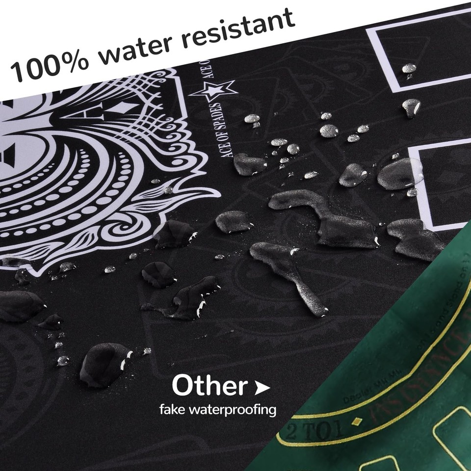 Waterproof 70 x 35 Inch Texas Hold'em Poker Mat for Table, Portable ...