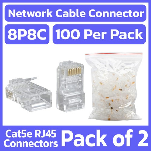 200 Pack RJ45 Modular Plugs 8P8C Cat5e Cat 5 LAN Ethernet Cable ...
