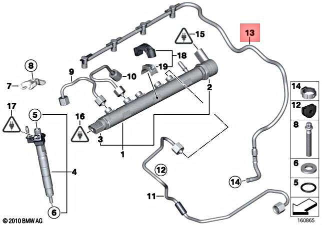 Genuine BMW E60n E61n E81 Fuel Injection Overflow Oil Line OEM ...