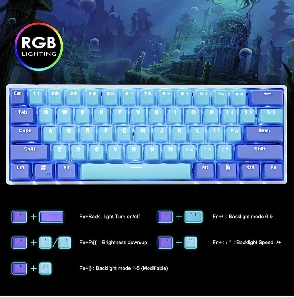 Ussixchare GK61 60% Mechanical Keyboard SK61 Custom RGB Programmable ...