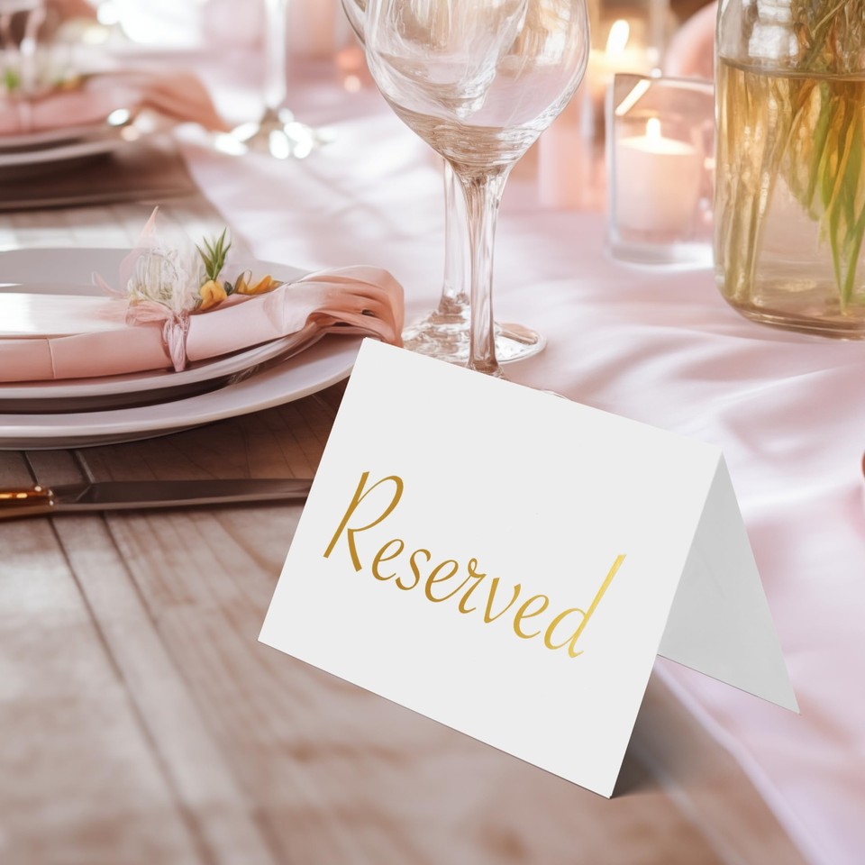 20pcs Reserved Seating Signs | Elegant Gold Reserved Table Signs for ...
