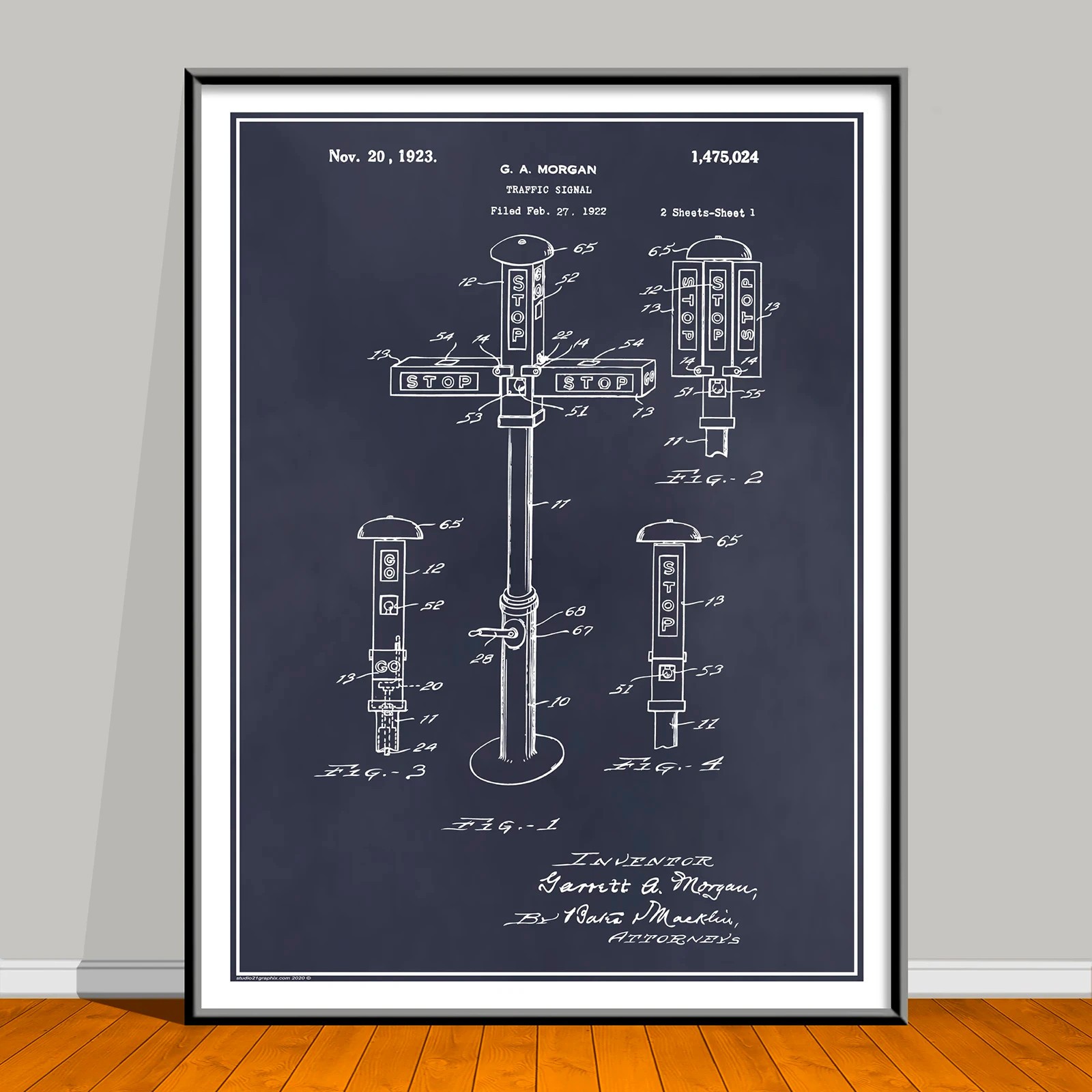 1922 G. A. Morgan First Traffic Signal Patent Print Art Poster | eBay