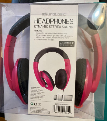 NIP Soundlogic Headphones Dynamic Stereo Sound - Pink | eBay