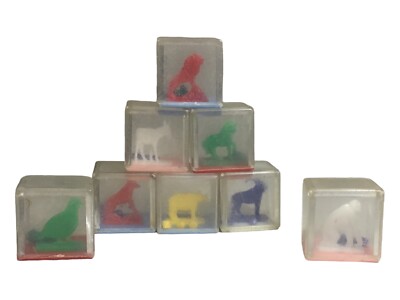 Lot of 8 Vintage Children’s Plastic Rattle Blocks With Animals Toy ...