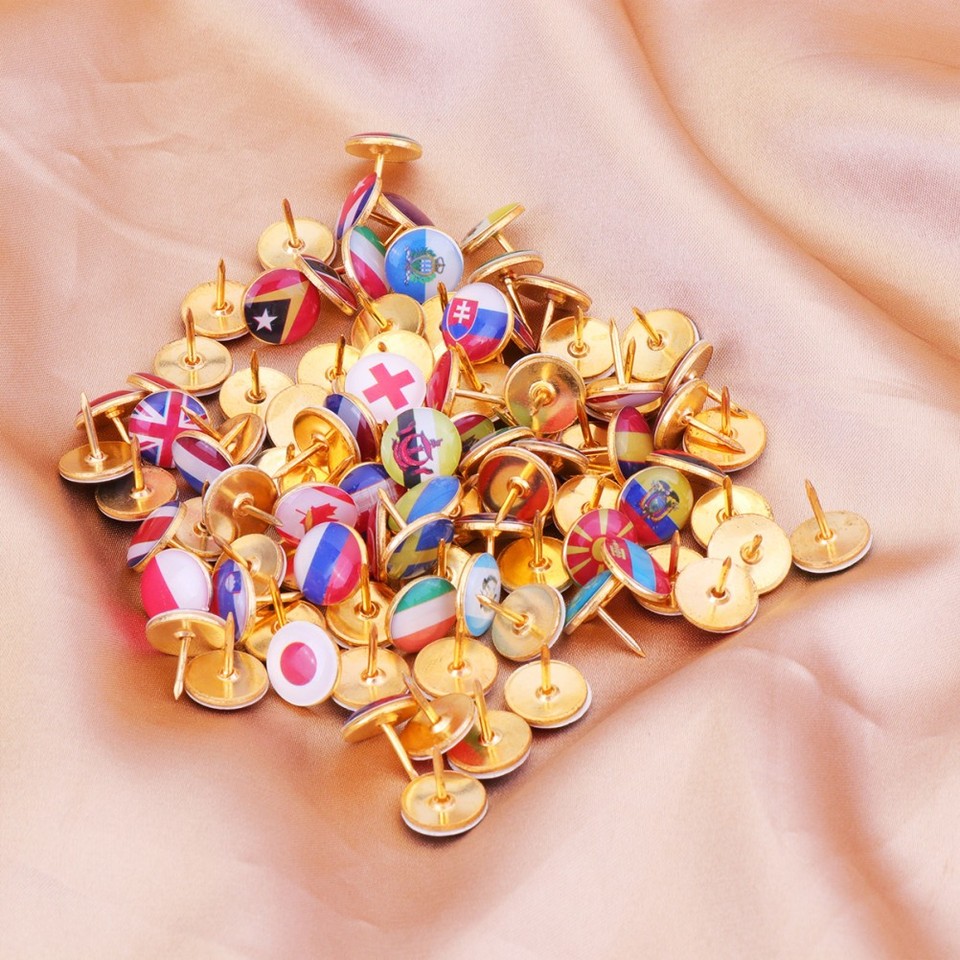 100 Pcs Push Pin Flags for Map Travel Usa Decorative Thumb Tacks ...