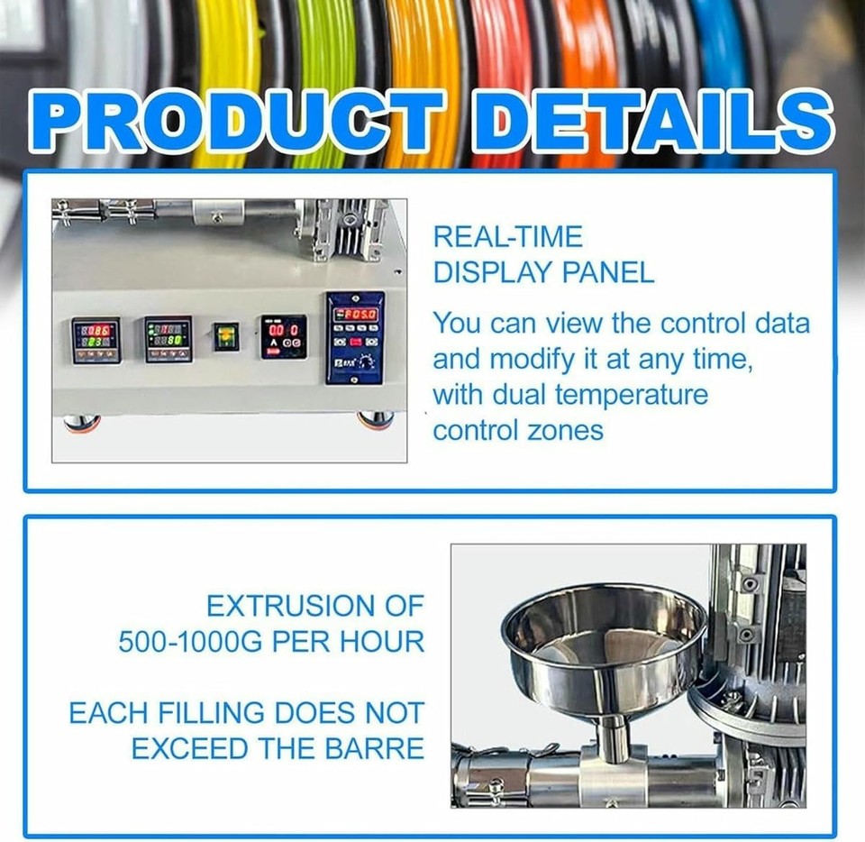 3D Printer Extruders Filament Maker Plastic Pellet Extruder 0-350°c Pid ...