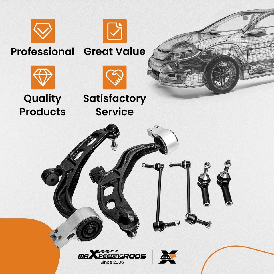 6pcs Front Lower Control Arms Sway Bar Links Tie Rods for Ford Taurus ...